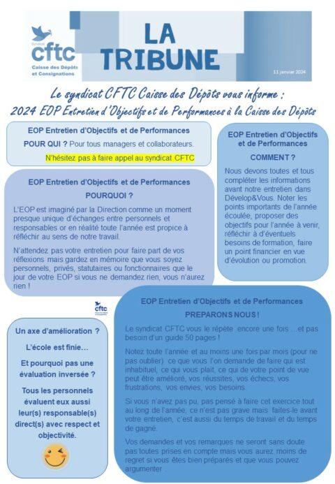 Tribune CFTC Caisse des Dépôts janvier 2024 - CFTC CDC Tribune CFTC Caisse des Dépôts janvier 2024